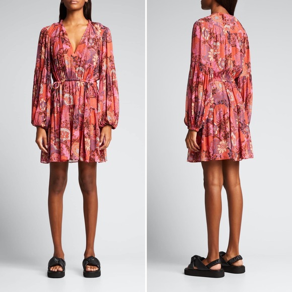 A.L.C. | Dresses | Alc Elise Dress Floral Silk Dress Crimson Red Pink ...